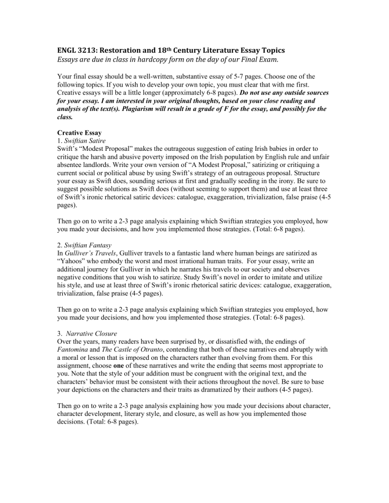 Essay Topics