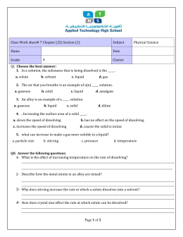 Investigating the Rate of Dissolving