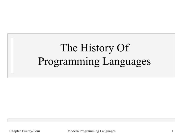 The History Of Programming Languages