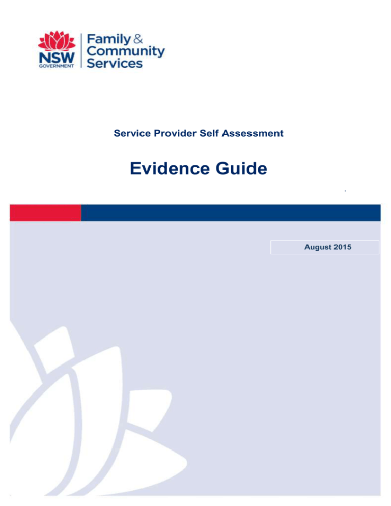 Service Provider Self Assessment Evidence Guide