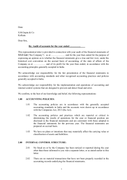 Example of a Management Representation Letter