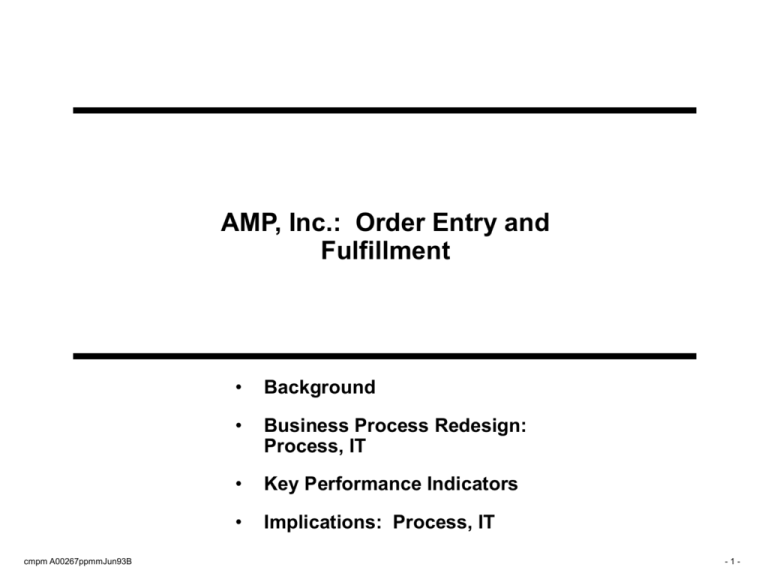 AMP Order Entry Fulfill