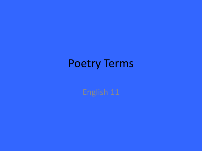 Poetry Terms Poetry Terms