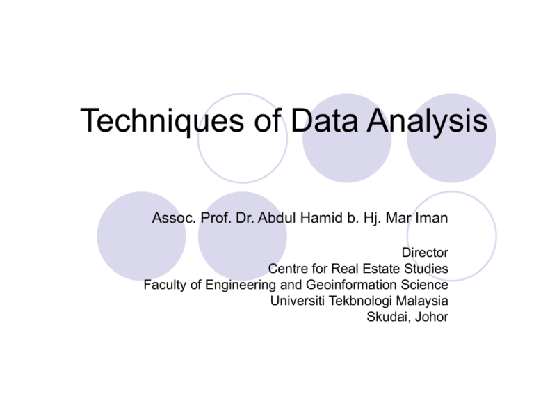 Techniques Of Data Analysis Techniques Of Data Analysis