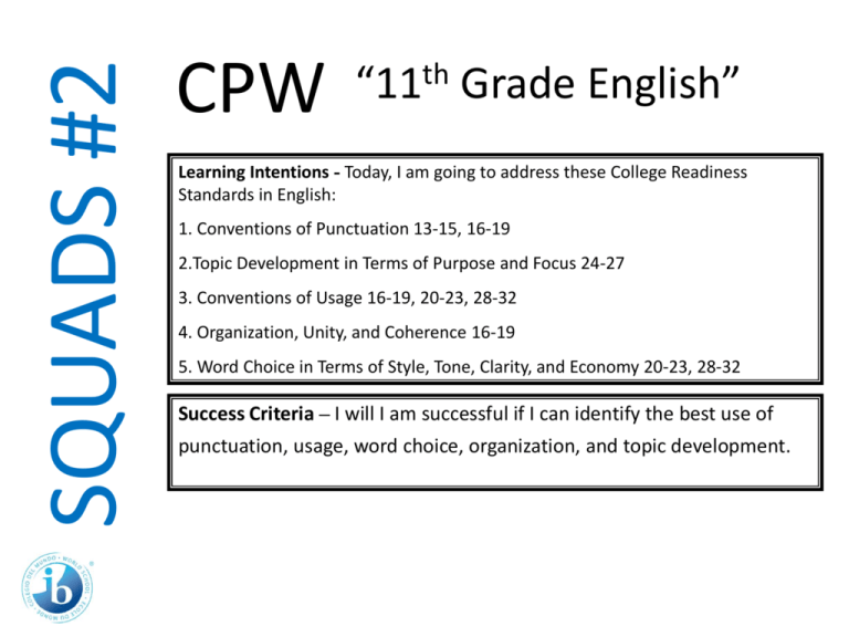 CPW 11th Grade English CPW 11th Grade English