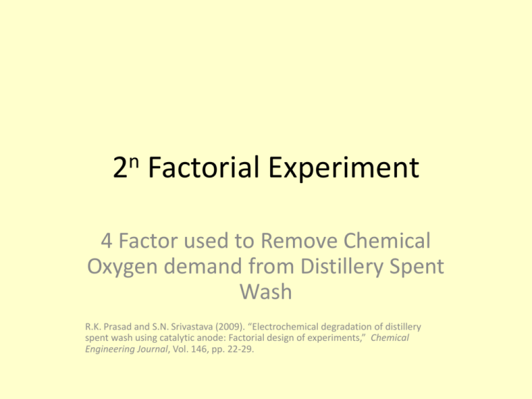 2n Factorial Experiment 2n Factorial Experiment