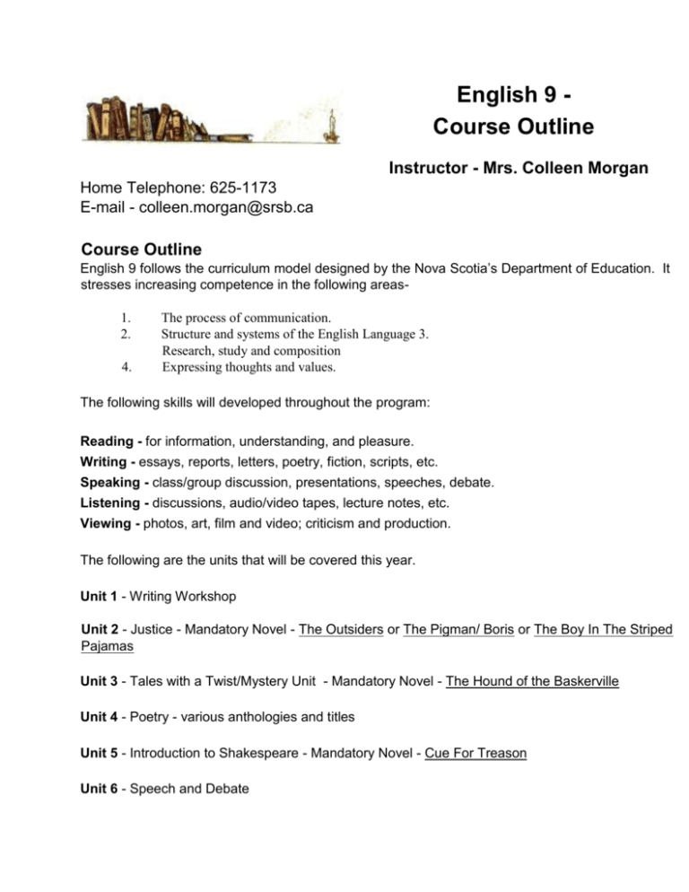English 9 Course Outline 2015 English 9 Course Outline 2015