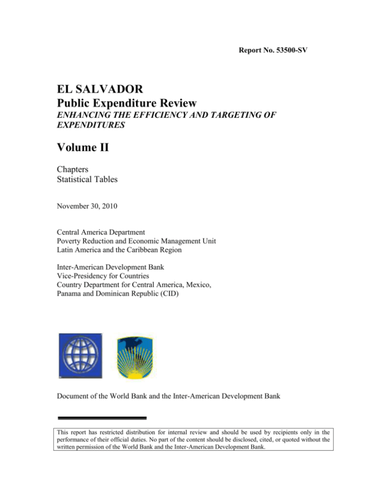 El Salvador Public Expenditure Review El Salvador Public Expenditure Review