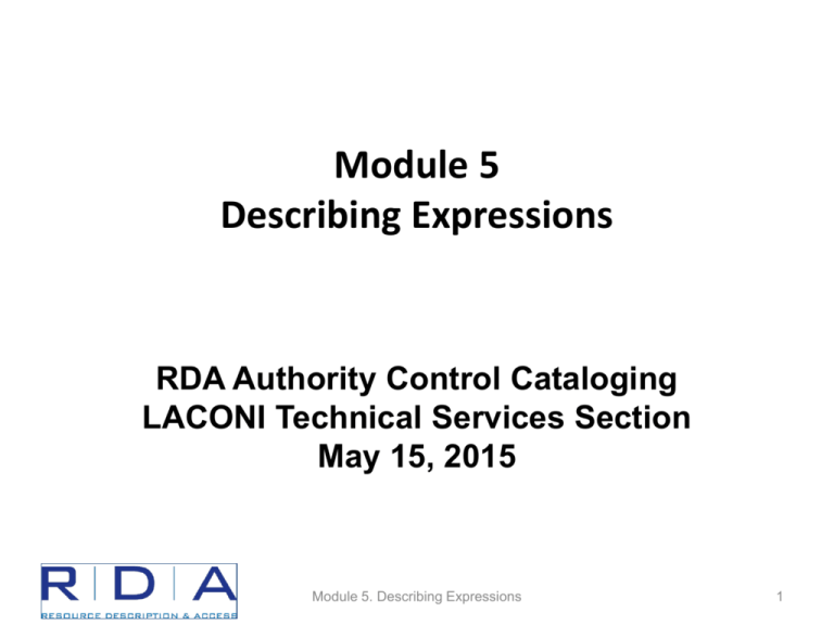 Module 5 Describing Expressions