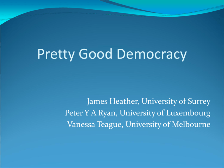 Pretty Good Democracy for more expressive voting schemes (PGD
