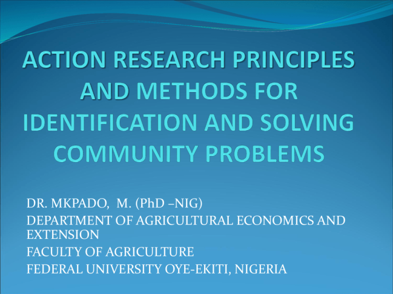 Action Research Principles And Methods For Identification