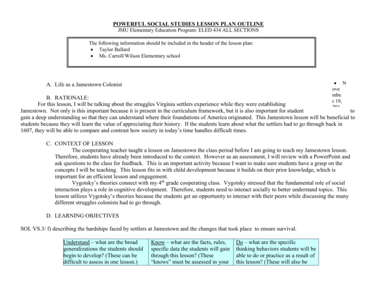Jmu Lesson Plan Template