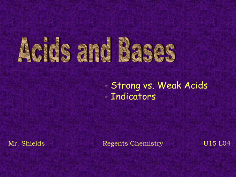 Strong Acids Strong Acids