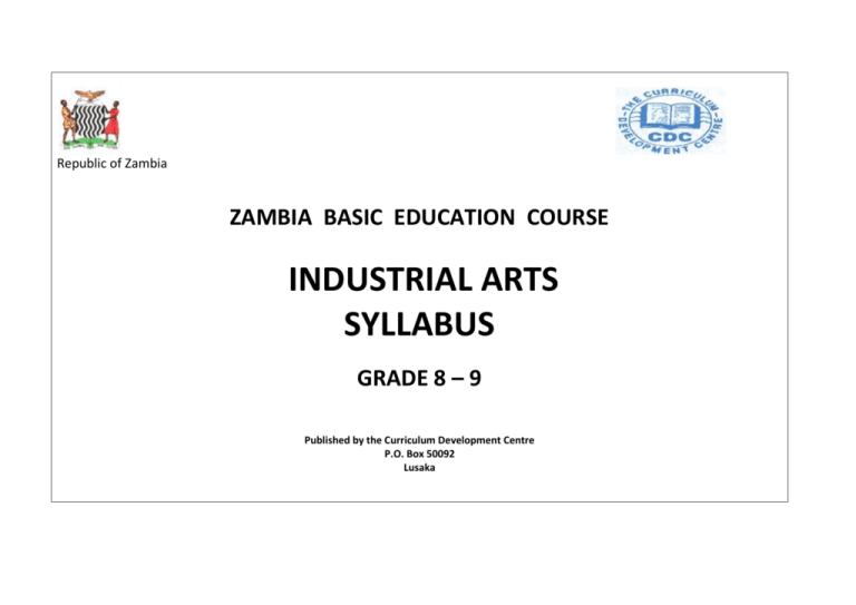 Grade 8 9 Industrial Arts Syllabus Grade 8 9 Industrial Arts Syllabus