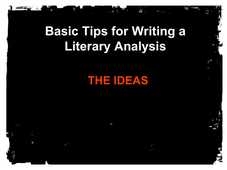 PPT On Literary Analysis