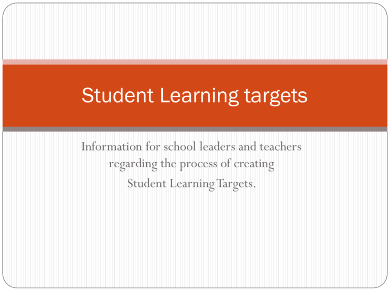 Student Learning Targets St Helena Parish Schools
