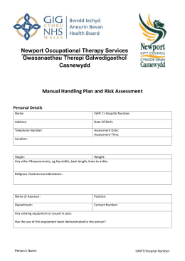 Manual handling risk assessment form