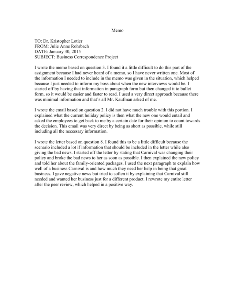 Business Correspondence