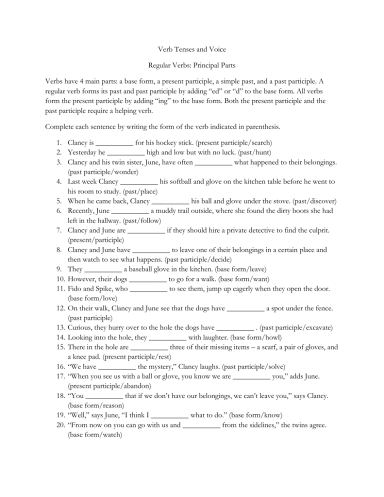 Verb Tenses And Voice Verb Tenses And Voice
