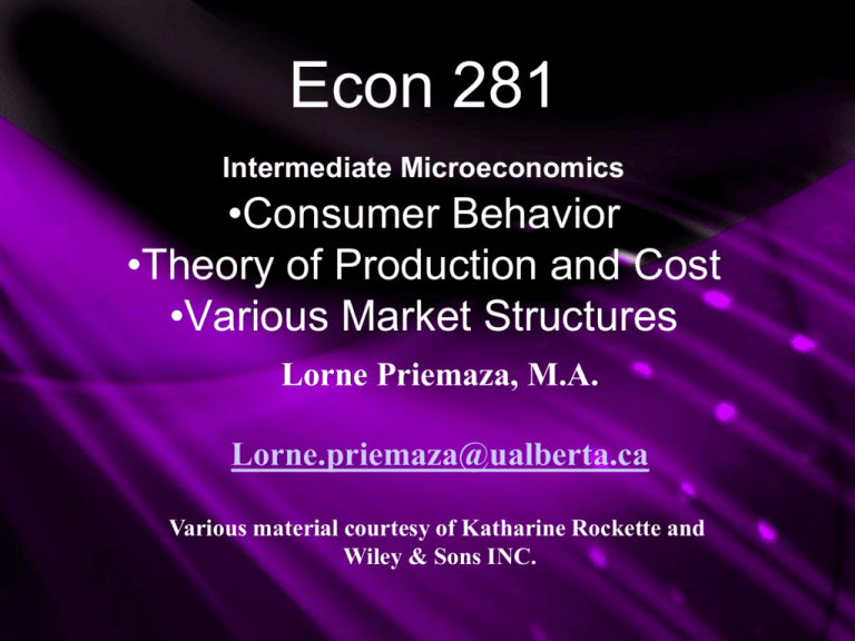 Econ 281 Chapter 1 Econ 281 Chapter 1