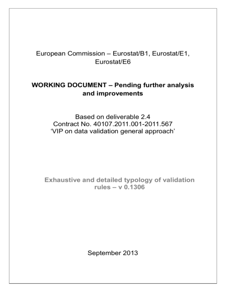 Eurostat Typology Of Validation Rules Eurostat Typology Of Validation Rules