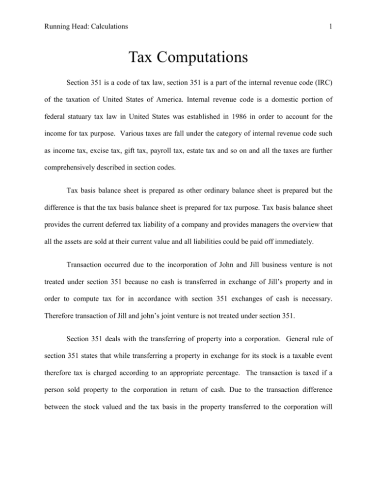 Section 351 Is A Code Of Tax Law Section 351 Is A Section 351 Is A Code Of Tax Law Section 351 Is A