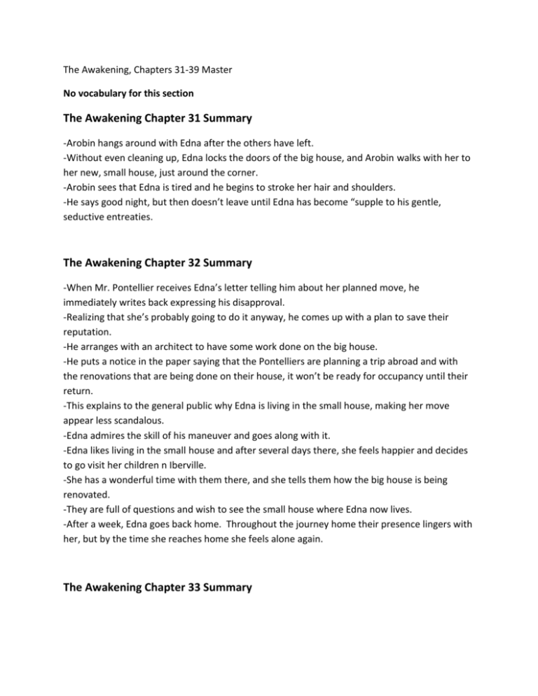 The Awakening Chapter 31 Summary