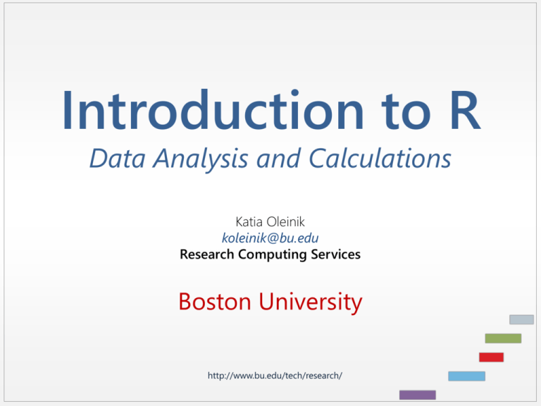 R Data Analysis And Calculations