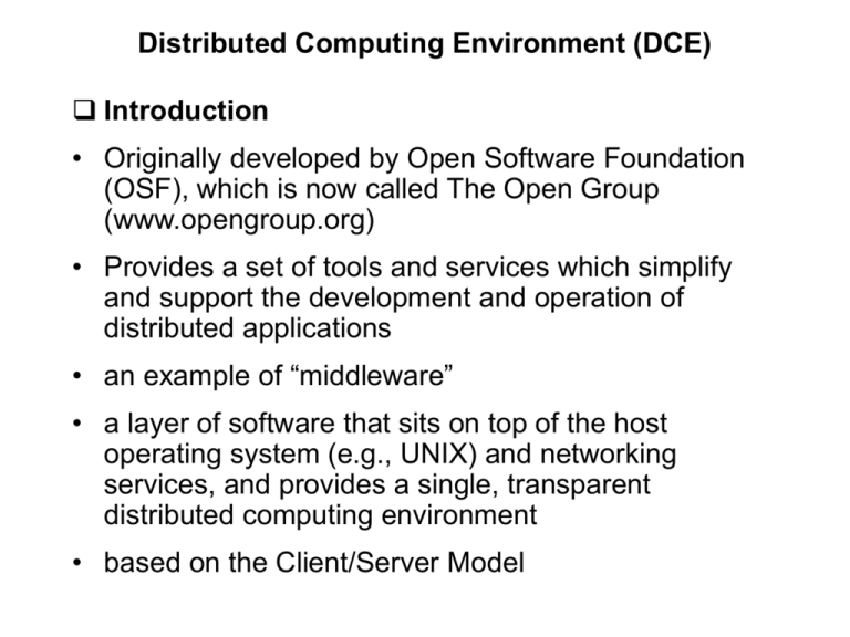 Distributed Computing Environment DCE 