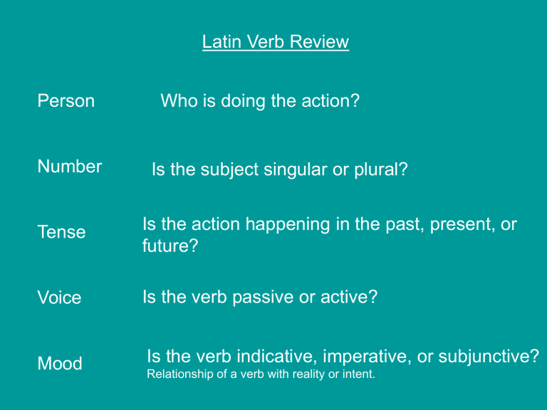 Latin Verb Review Latin Verb Review