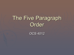 5 Paragraph Operation Order