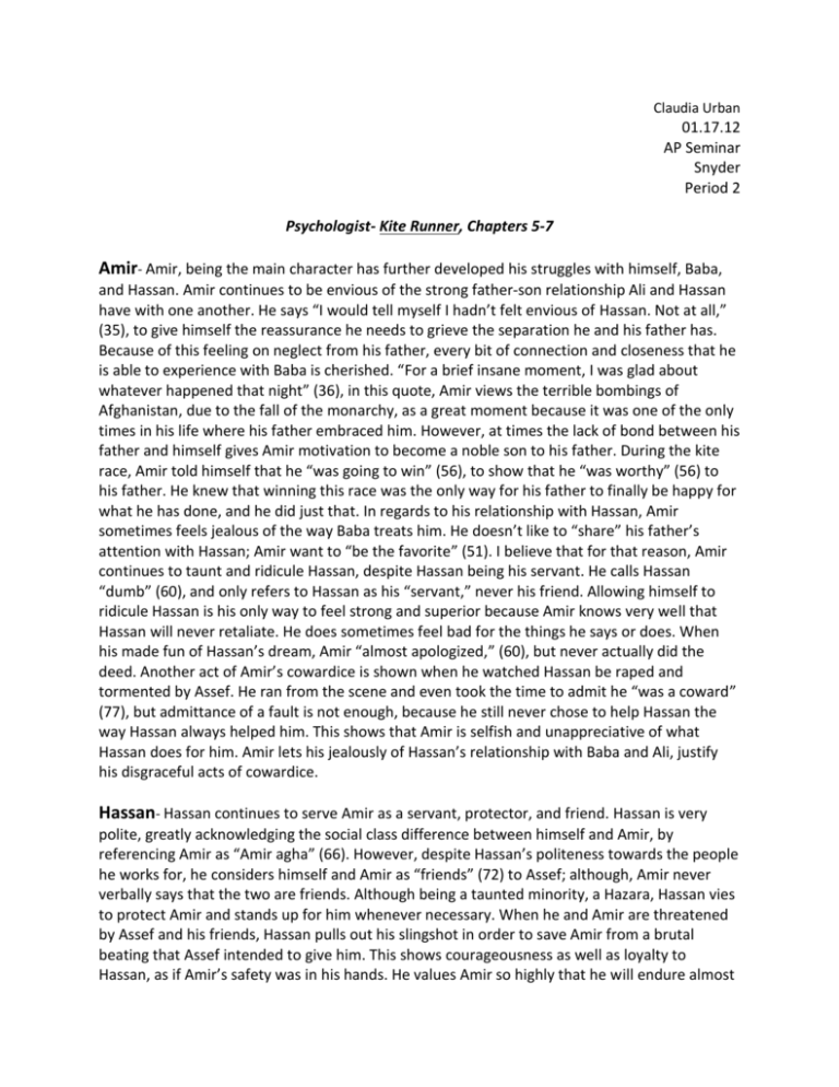 AP Seminar Kite Runner