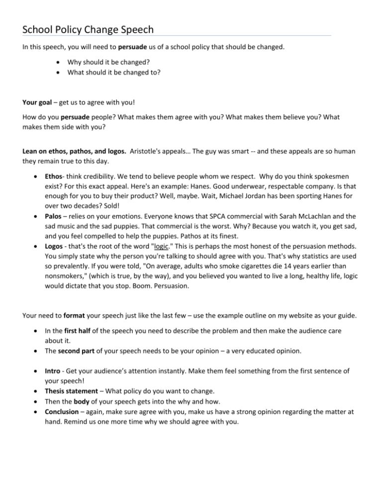 School Policy Change Speech