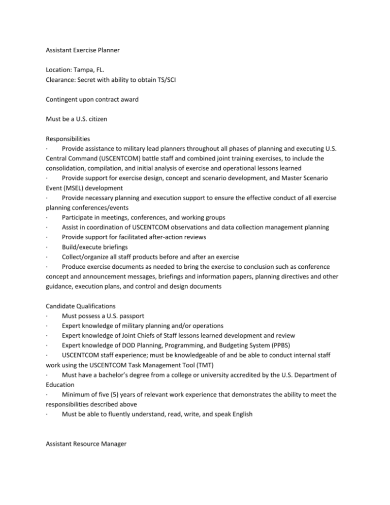 Assistant Exercise Planner