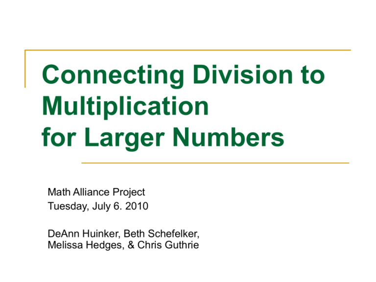 Connections Between Multiplication And Division