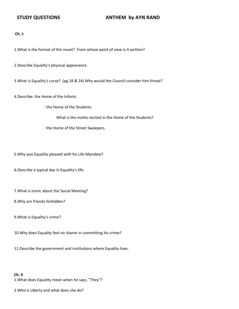 Complete STUDY QUESTIONS