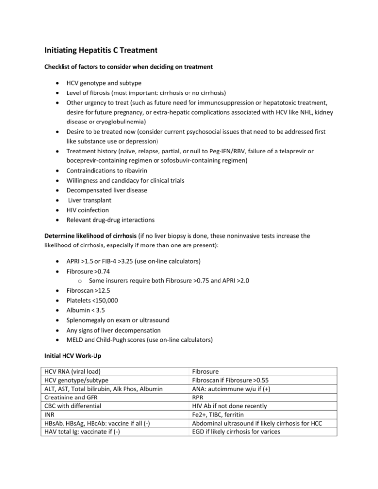 Initiating Hepatitis C Treatment