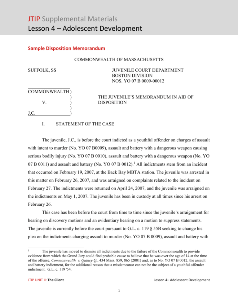 Supplement Sample Disposition Memorandum