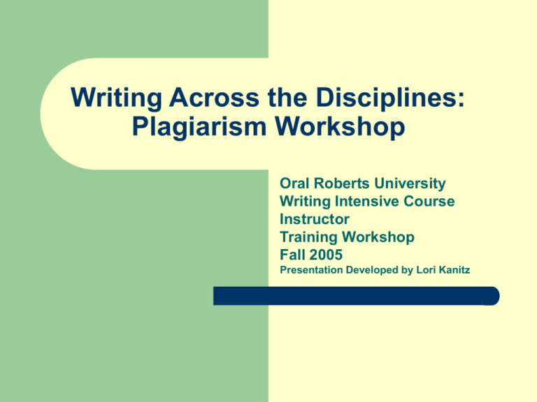 Plagiarism - Oral Roberts University
