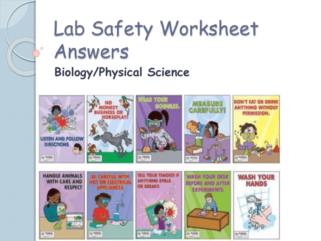 Lab Safety Worksheet Answers Lab Safety Worksheet Answers