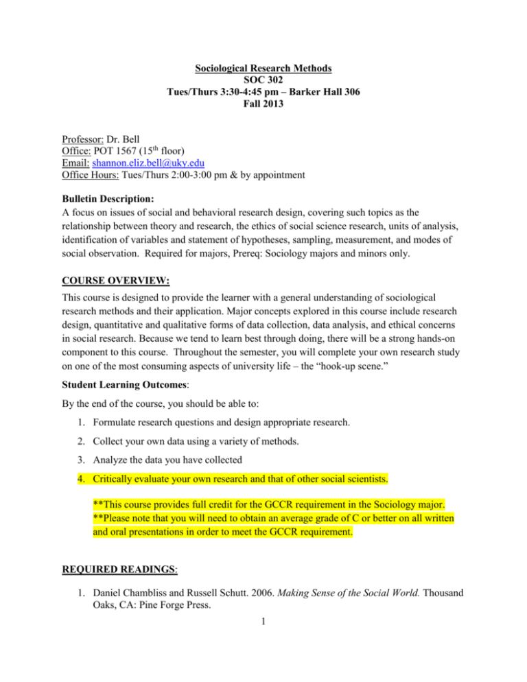 GCCR_SOC_302 syllabus - University of Kentucky