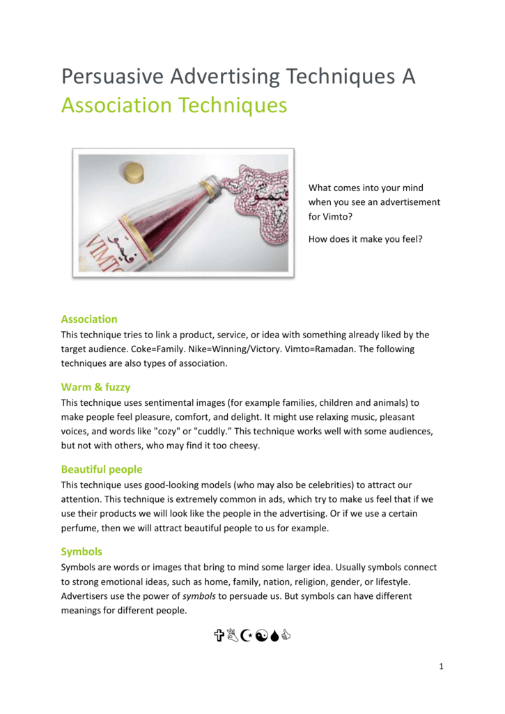 Persuasive Advertising Techniques Explanations Persuasive Advertising Techniques Explanations