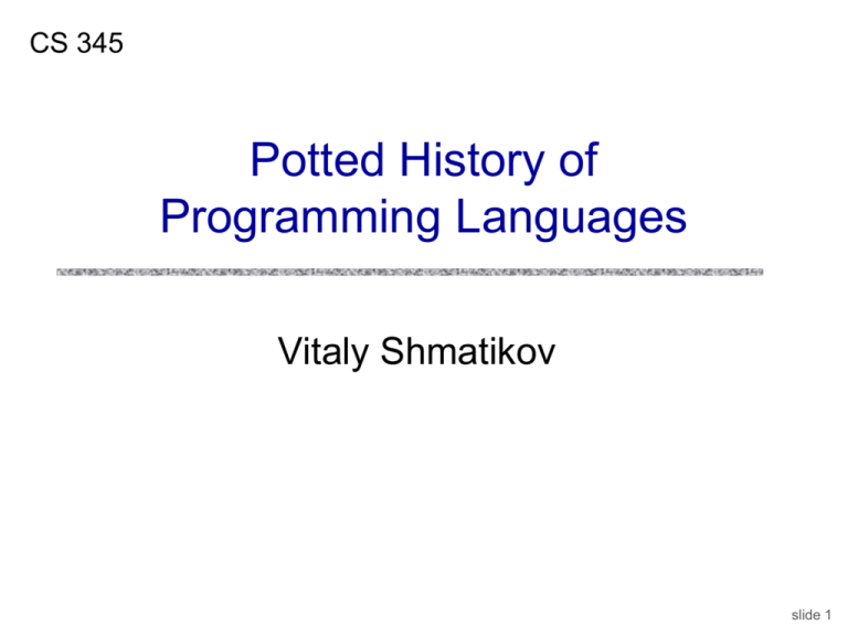 Brief History Of Programming Languages 