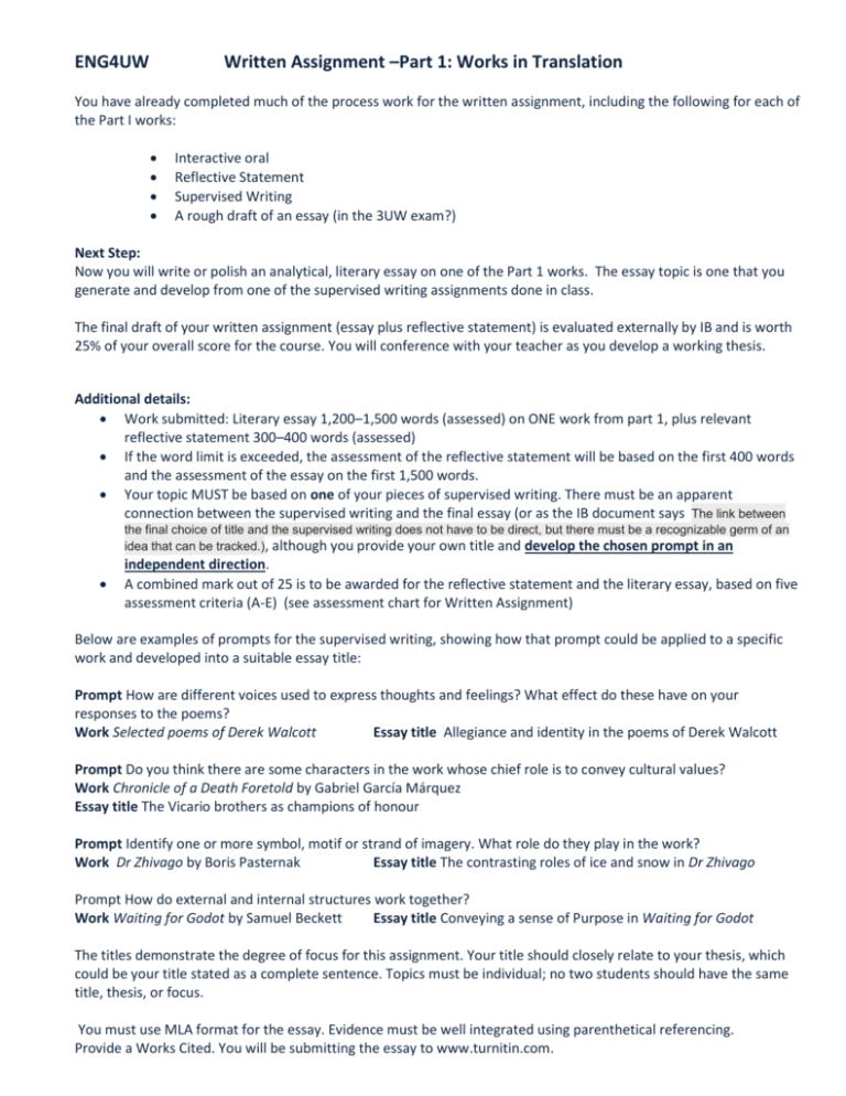 Grade 12 Written Assignment Guidelines And Rubric