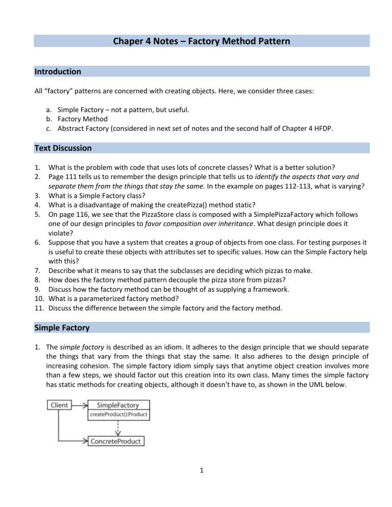 Factory Method Pattern Factory Method Pattern