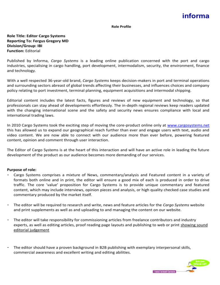 TransFormed Careers Job Role Profile
