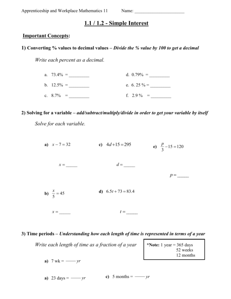 Simple Interest Simple Interest