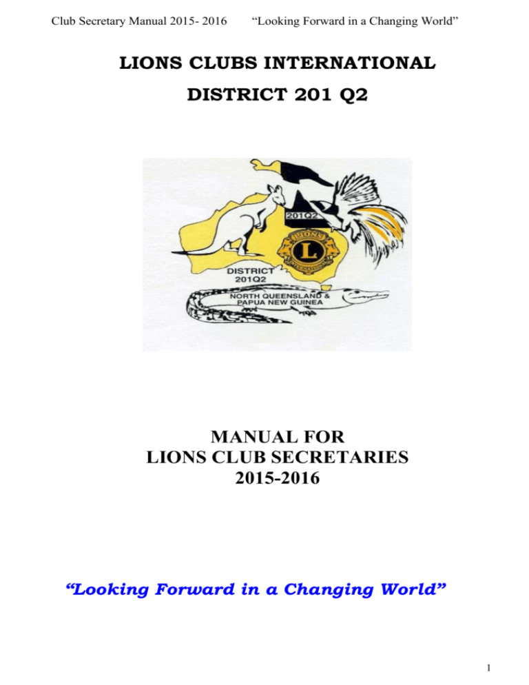 Club Secretary's Manual 2015-16