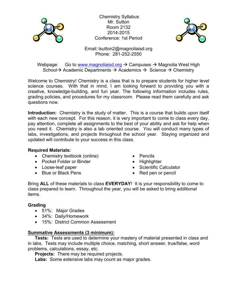 Chemistry Syllabus 14 Chemistry Syllabus 14