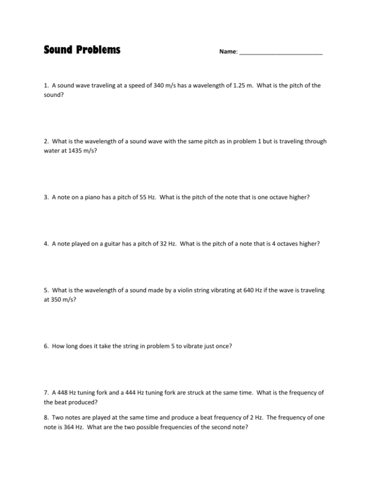 CW Sound Equation Practice CW Sound Equation Practice
